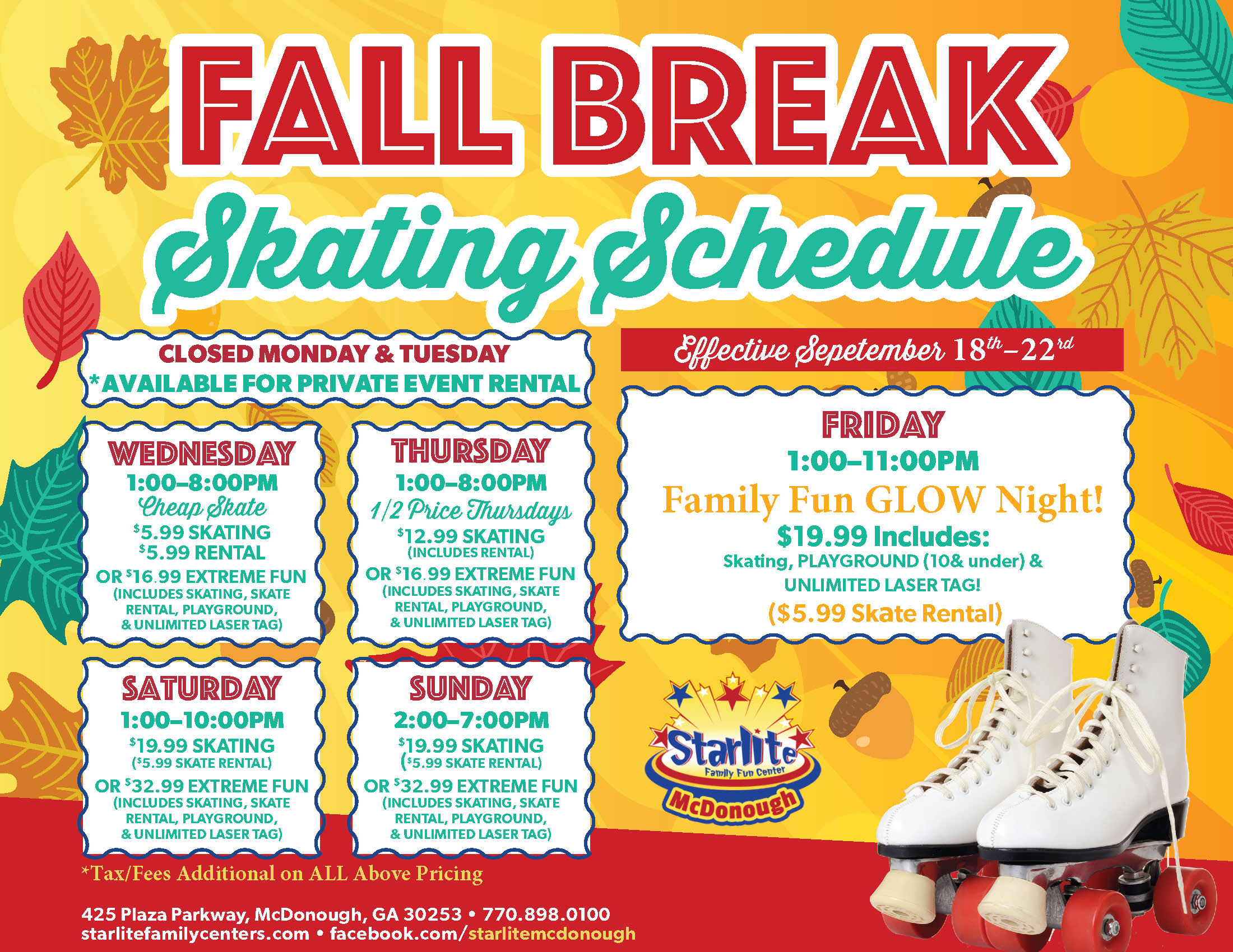 Hours | Starlite Family Fun Center | McDonough, GA